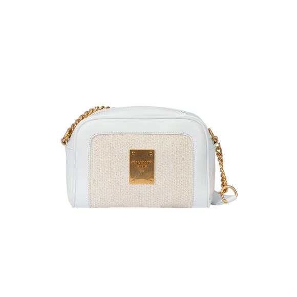 Balmain | Bags | Balmain White Gold Plaque Logo Accent Zip Shoulder Bag ...